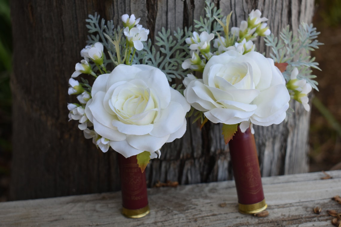 Mens White Shotgun Shell Boutonniere Silk Grooms Flowers - Etsy