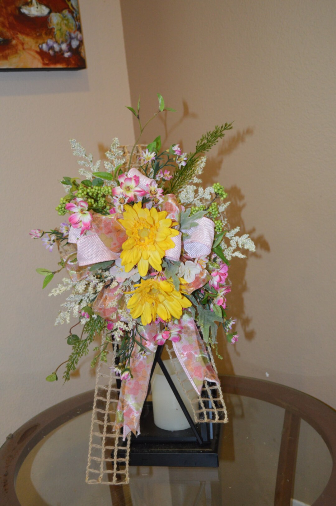 Spring Lantern Swag, Lantern Swag, Yellow Lantern Swag, Gerber Daisy Lantern Swag - Etsy