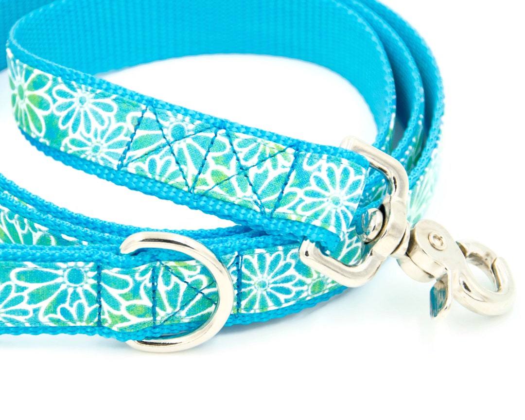 Turquoise or Teal Flower Dog Lead Leash Matches My Dog Collars - Etsy