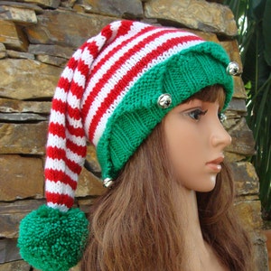 DIY- Knitting PATTERN #150: Santa's Elf Knit Hat With Pom-pom Pattern ...