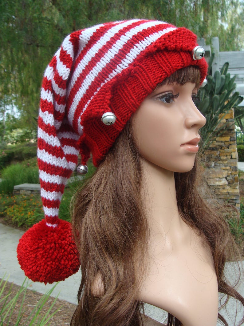DIY- Knitting PATTERN #168: Santa's Elf Knit Hat With Pom-pom Pattern ...