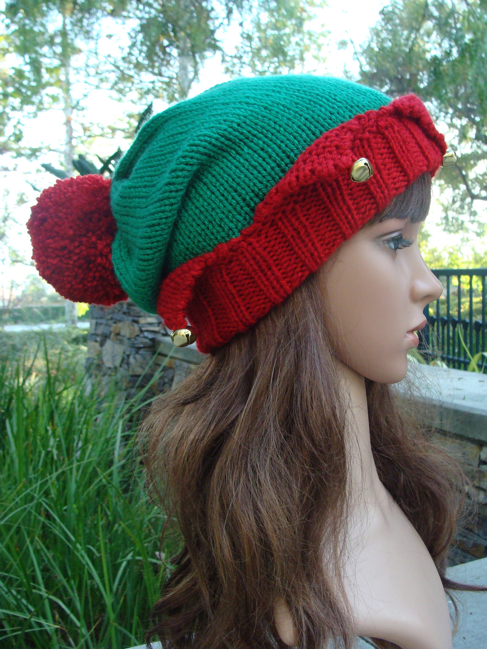 DIY- Knitting PATTERN #164: Santa's Little Elf Knit Hat With Bells and ...