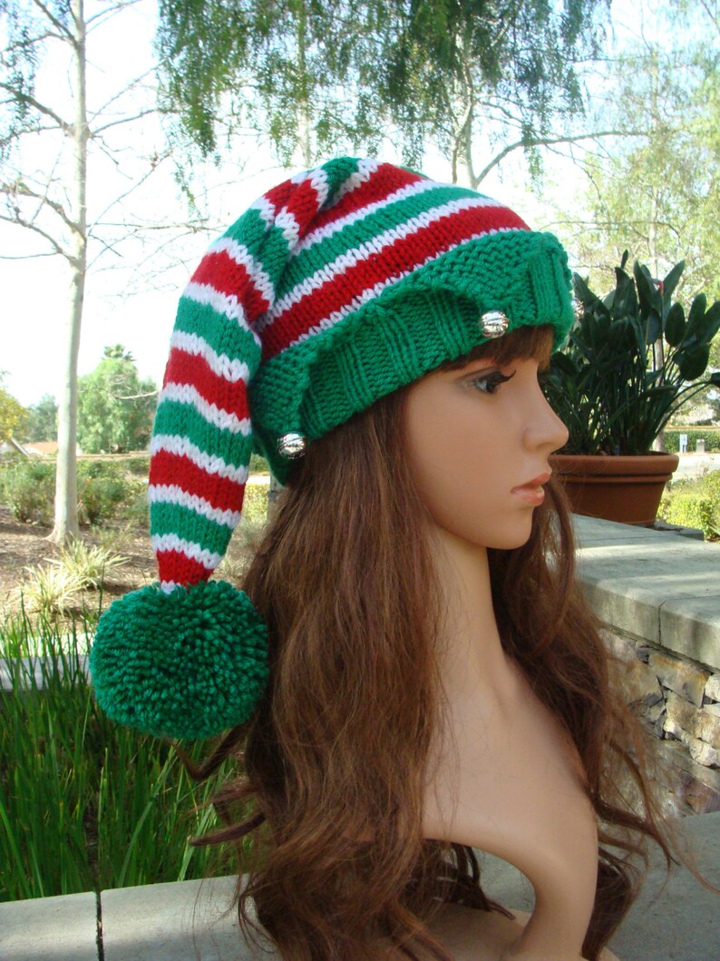 DIY- Knitting PATTERN #148: Santa's Elf Knit Hat With Pom-pom Pattern ...