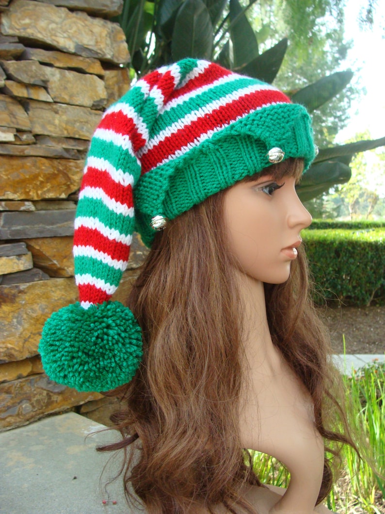 DIY- Knitting PATTERN #148: Santa's Elf Knit Hat With Pom-pom Pattern ...