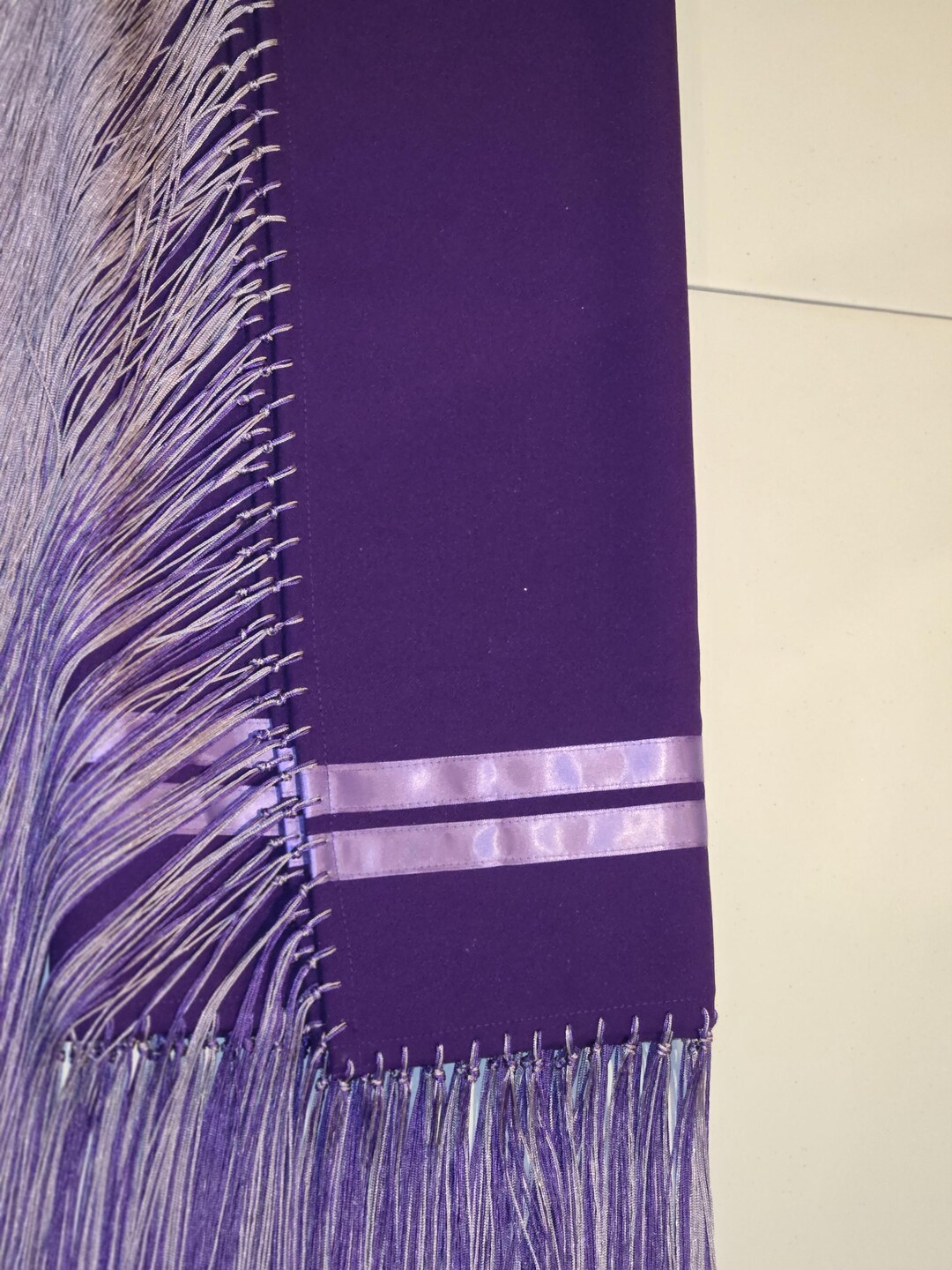 Purple Pow Wow Shawl W Lavender Ribbon - Gabardine, Native American ...