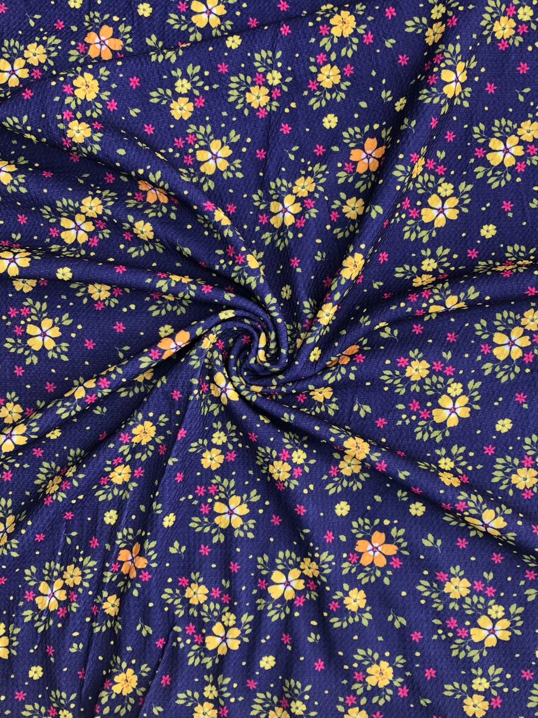 Bullet Knit Gold Floral on Navy 58/60 Wide Fabric by the Yard/half Yard ...