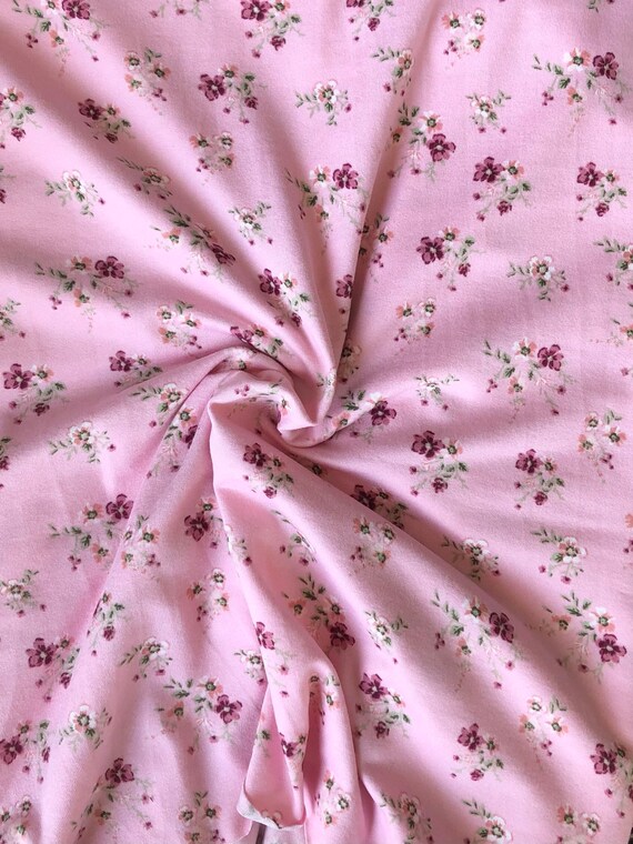 Double Brushed Small Pink Flower Print 58/60 Wide Fabric | Etsy