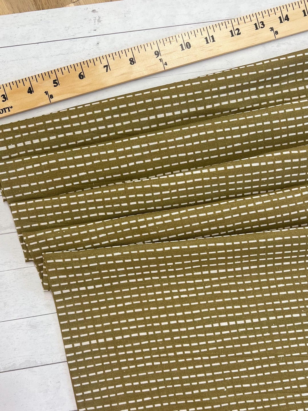 Cotton Linen Broken Line Olive 55” by the Yard/half Yard - Etsy