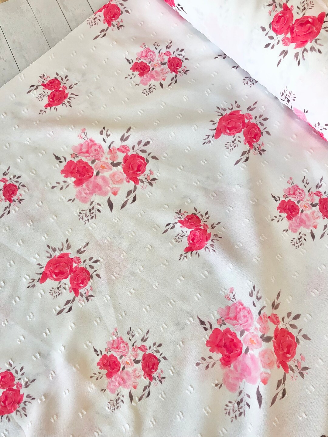 Swiss Dot Crinkle Pink/white Floral Print 58/59” Apparel Fabric by the ...