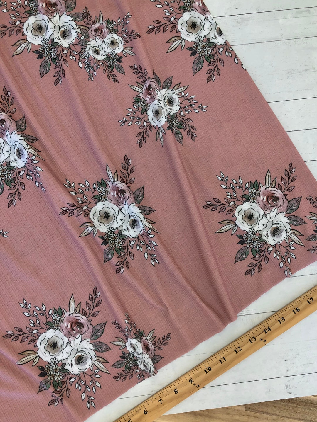 Pointelle Knit Flower Bunches on Mauve 56 Apparel Fabric by the Yard - Etsy