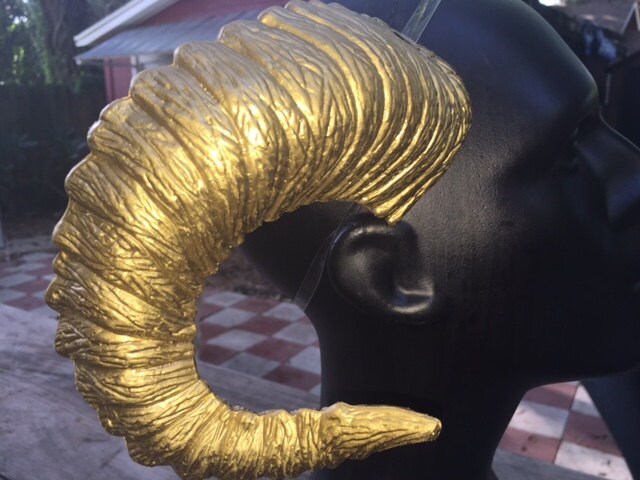 Gold Horns "chrysomallus" Metallic Gold Wearable Ram Horns - Cosplay ...