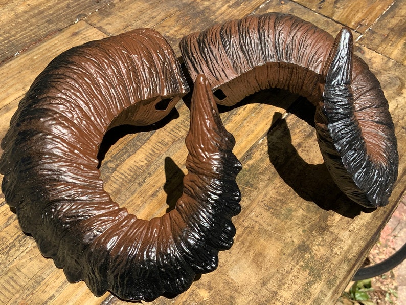 New - Horns - “minotaur” Natural Black/leathery Brown - Ram Cosplay ...