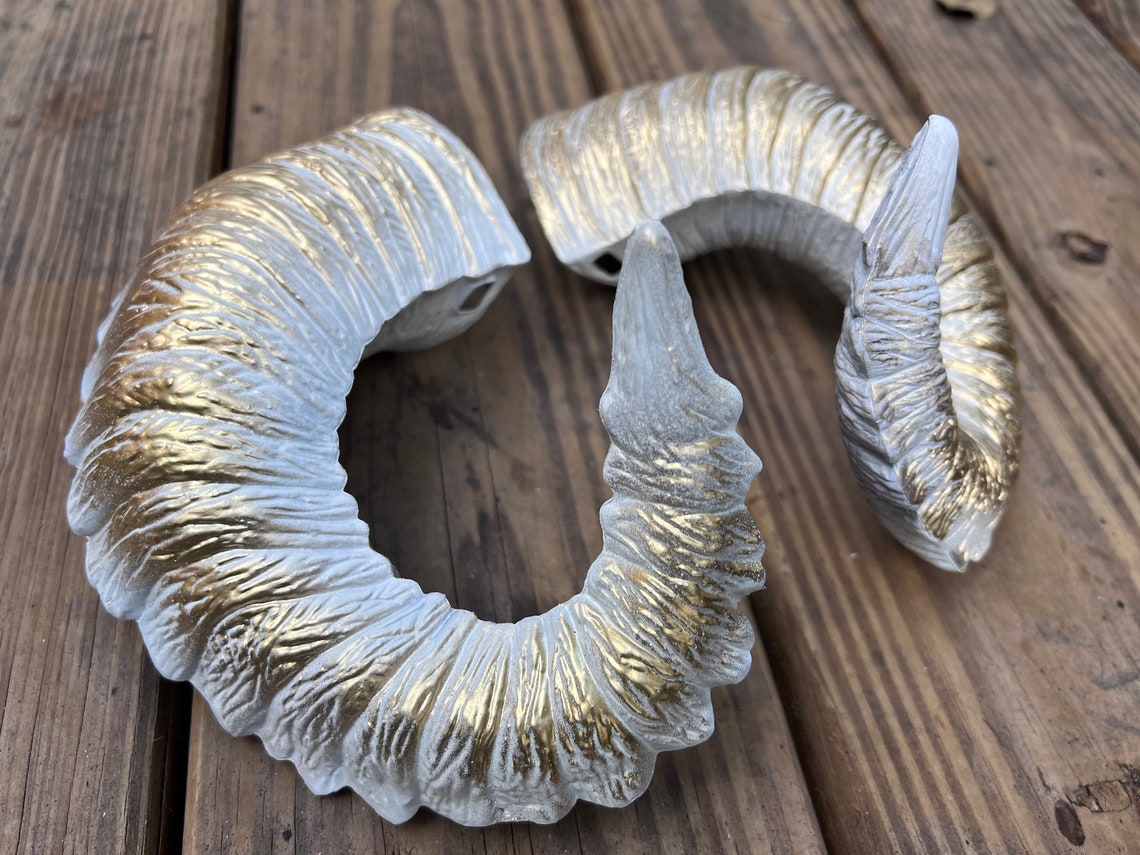 Ethereal White With Gold Satyr Ram Horns - Etsy