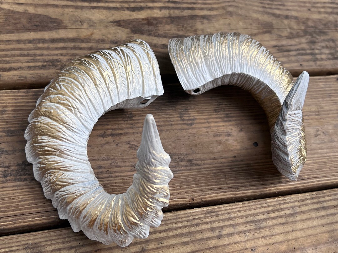 Ethereal White With Gold Satyr Ram Horns - Etsy