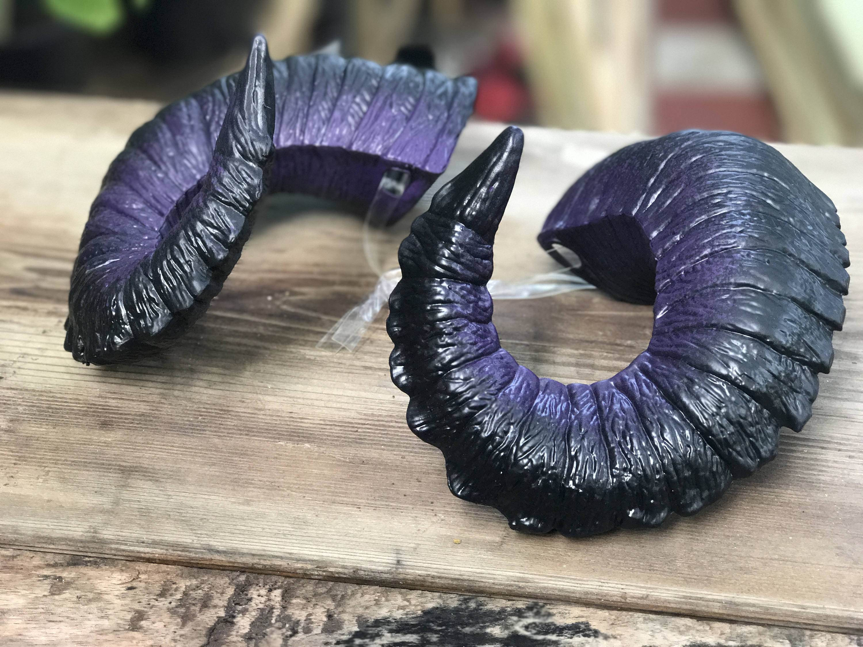 Black and Purple Ram/demon Horns "malice" - Adult Goth Costume, Cosplay ...