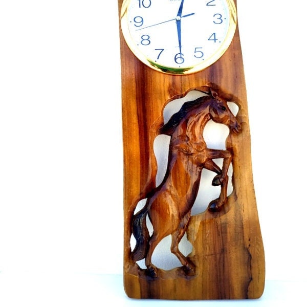 Wooden Wall Clock Horse - Etsy