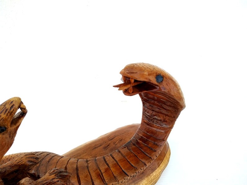 Wooden Cobra Statue Snake Figurine Animal Art Cobra Snake - Etsy