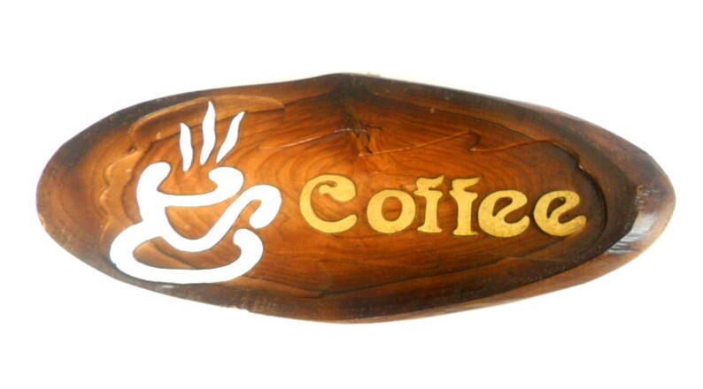 Natural Teak Wood Carving Coffee Sign Wall Hnging Decor Plaque - Etsy