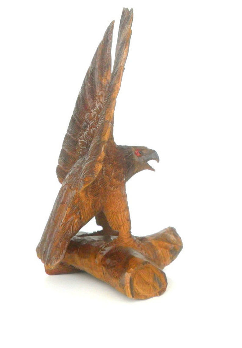 Wood Carving Eagle Hand Carved Eagle Natural Teak Wood Wild Eagle ...