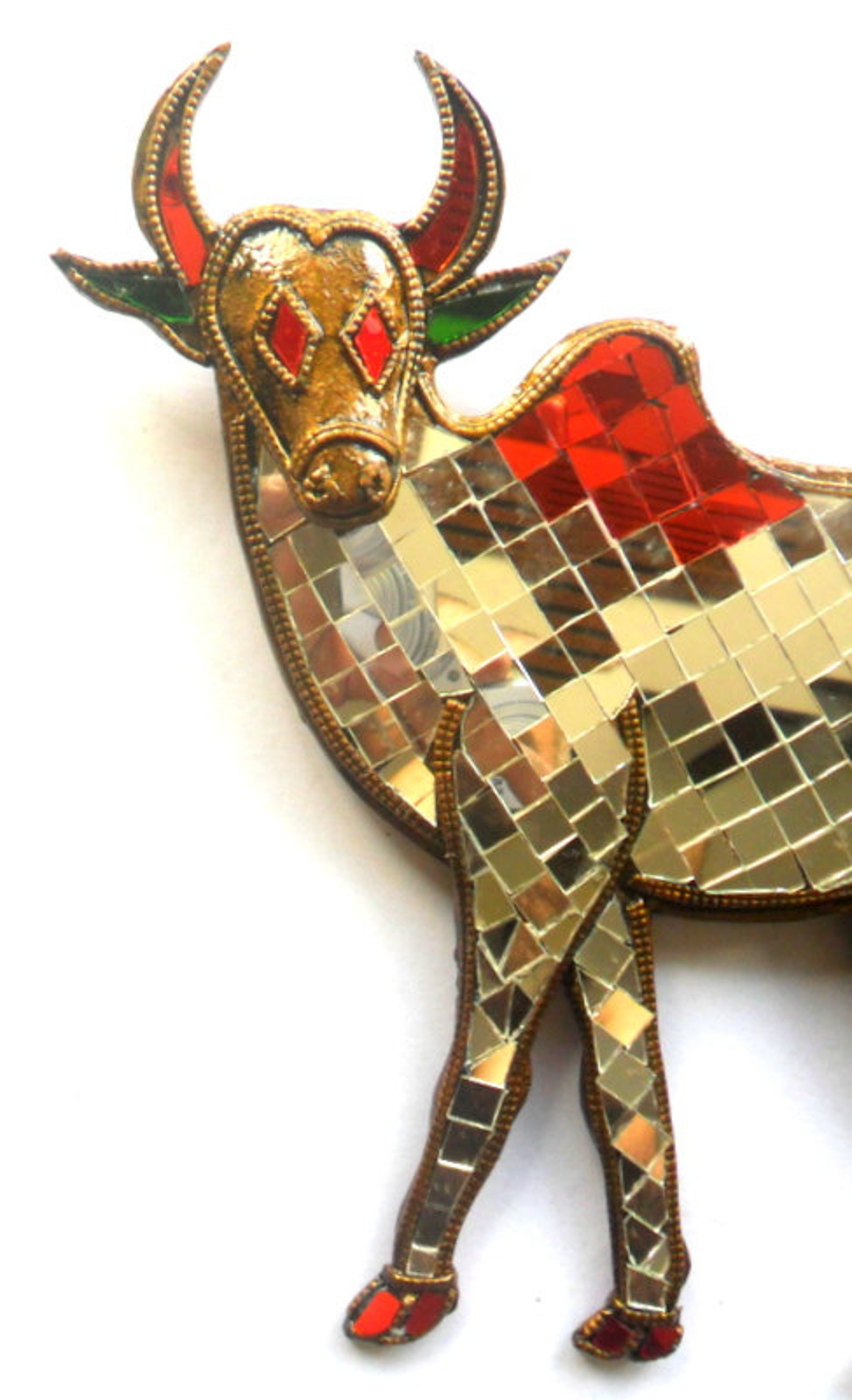 Mosaic Bull Ox Glass Art Multicolor Handmade Mirror Mosaics Art Home ...