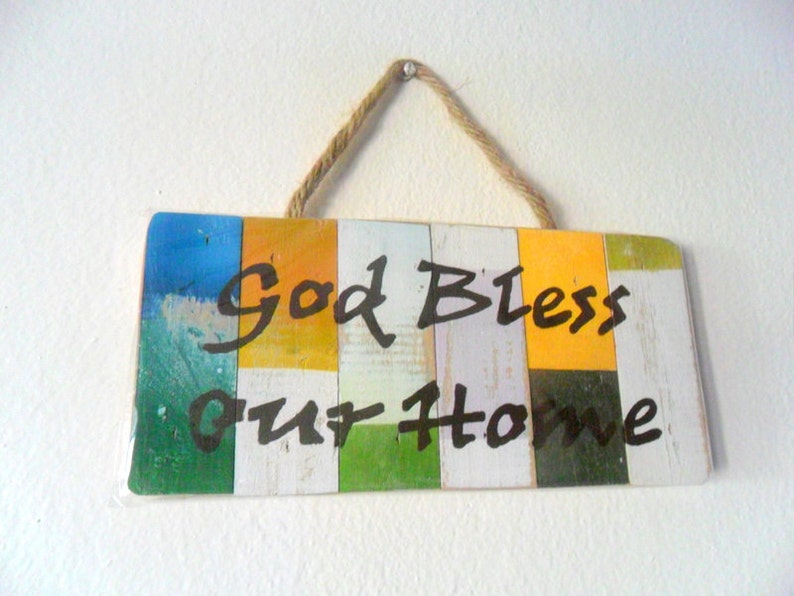 Wood Sign "god Bless Our Home" Rustic Reclaimed Wood Handmade Wooden ...