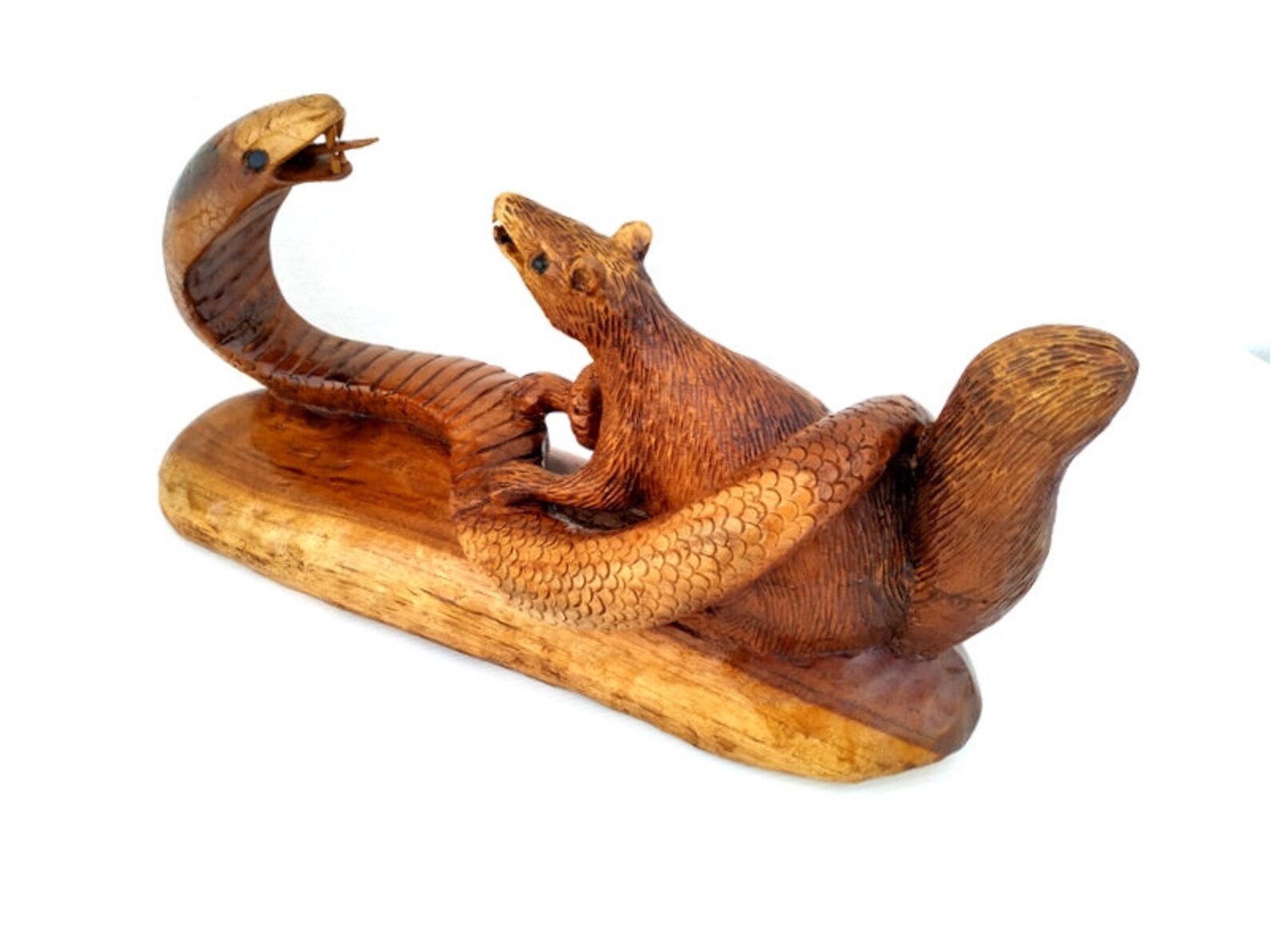 Wooden Cobra Statue, Snake Figurine, Animal Art, Cobra Snake Sculpture ...