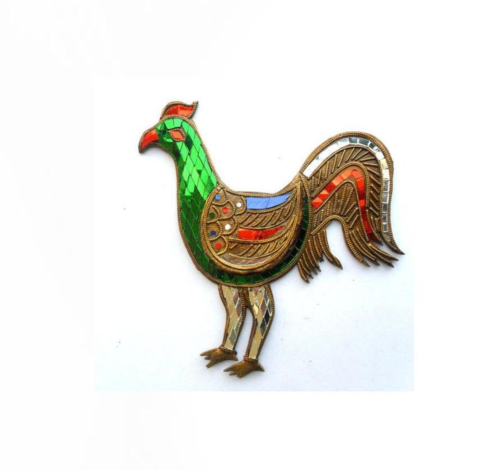 Mosaic Rooster Chicken Bird Glass Art Multicolor Handmade Mirror ...