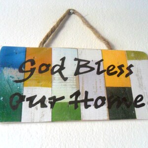 Wood Sign "god Bless Our Home" Rustic Reclaimed Wood Handmade Wooden ...