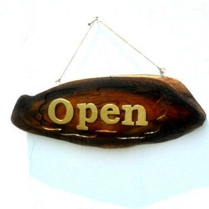 Wood Carving Sign "open Closed" Rustic Reclaimed Wood Handmade Wooden ...