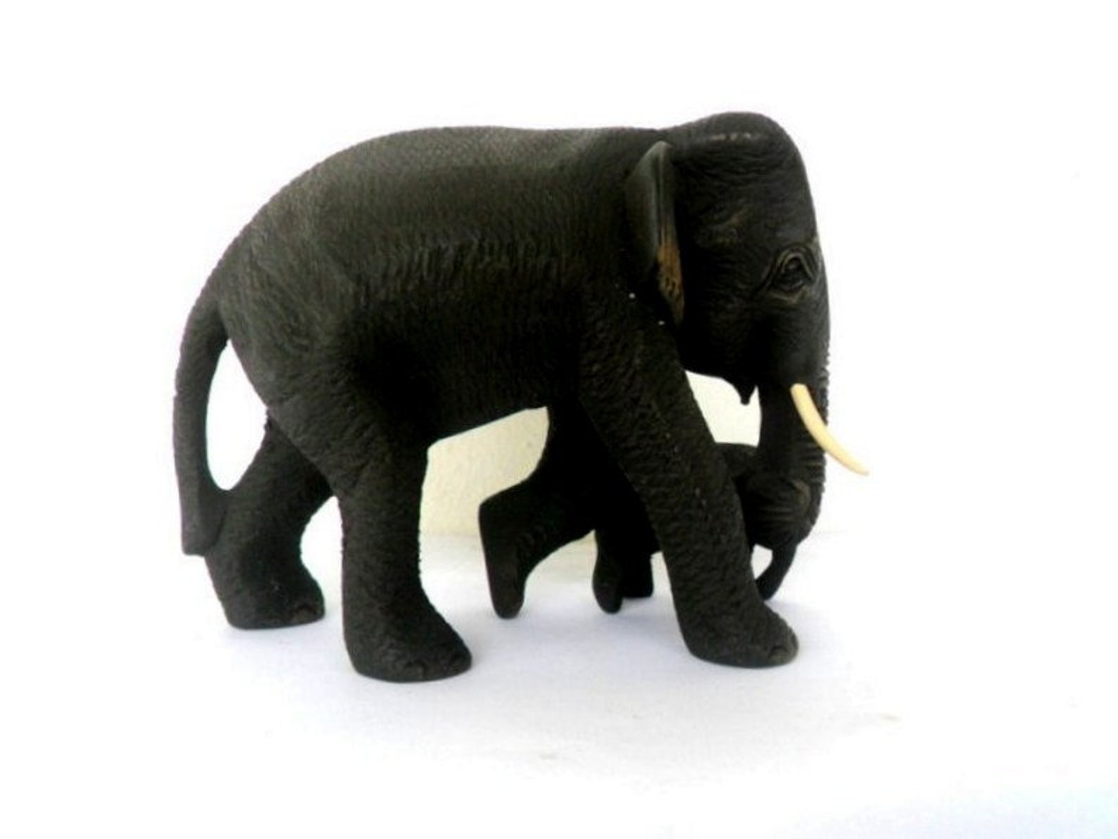 Hand Carved Elephant With Baby Wood Carving Elephant Natural Teak Wood ...