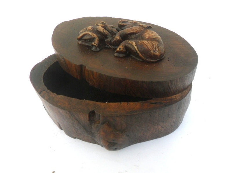 Wooden Box Natural Teak Wood Rustic Driftwood Round Elephant Box ...