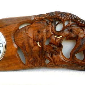 Wooden Elephant Clock, Elephant Figurine, Elephant Clock Decor ...