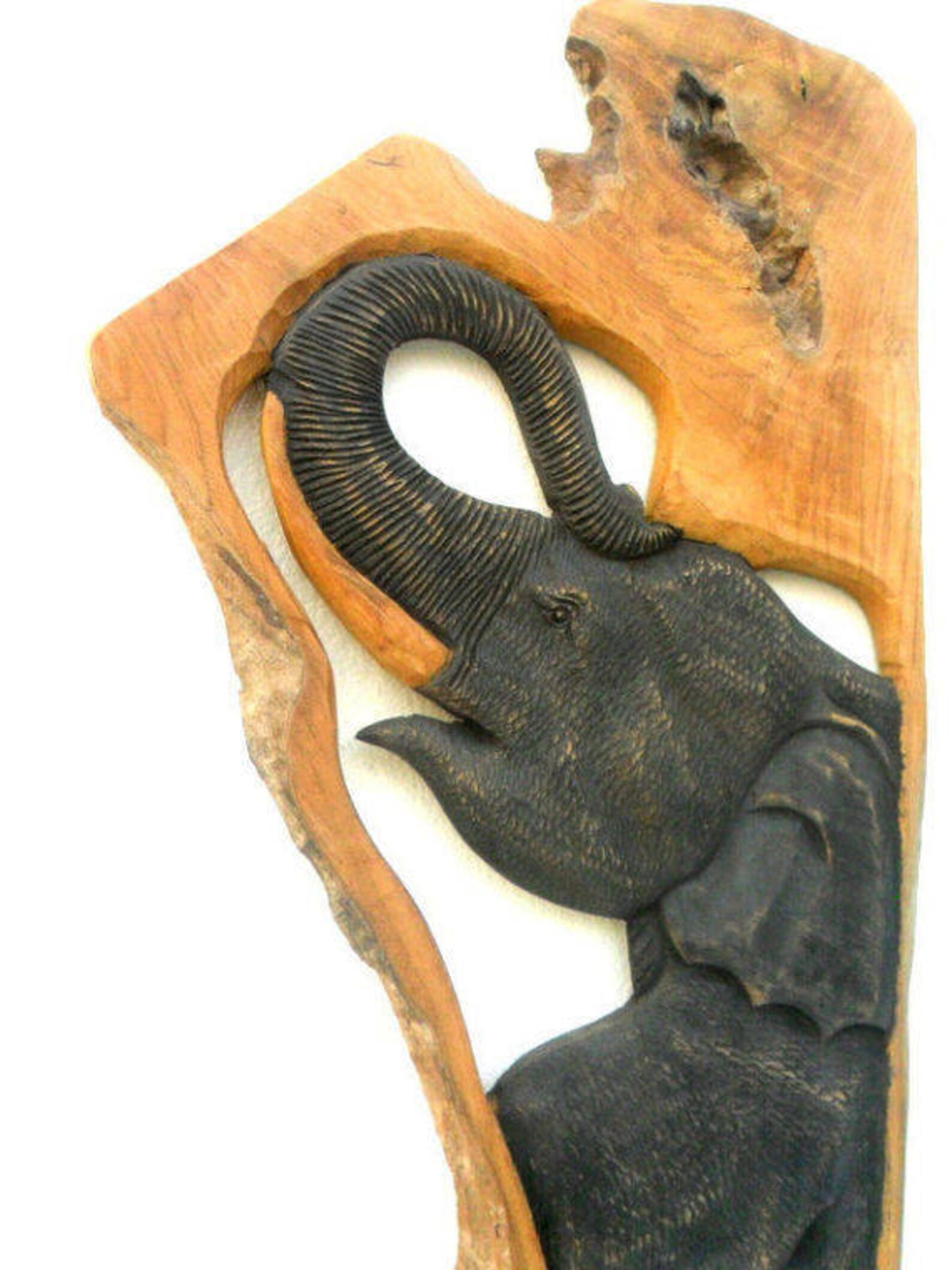 Hand Carved Elephant Wood Carving Elephant Natural Teak Wood Elephant ...