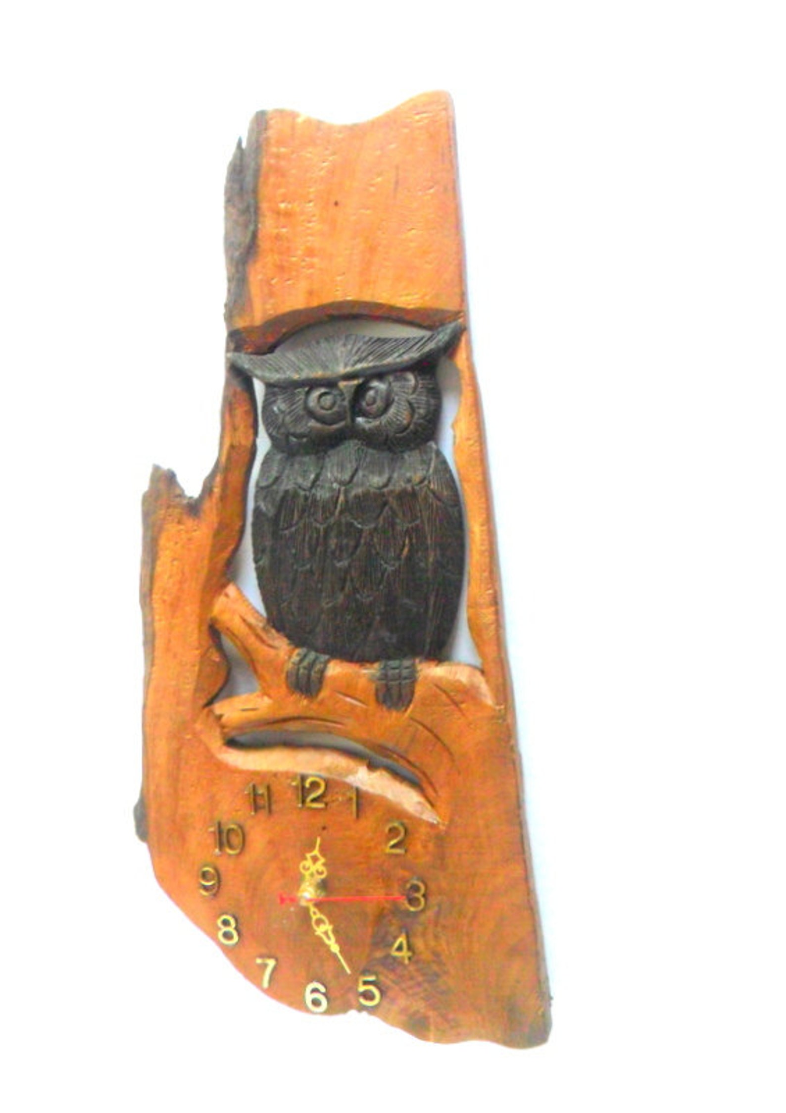 Owl Wall Clock, Wood Carving Owl, Owl Clock, Kids Room Decor, Unique ...