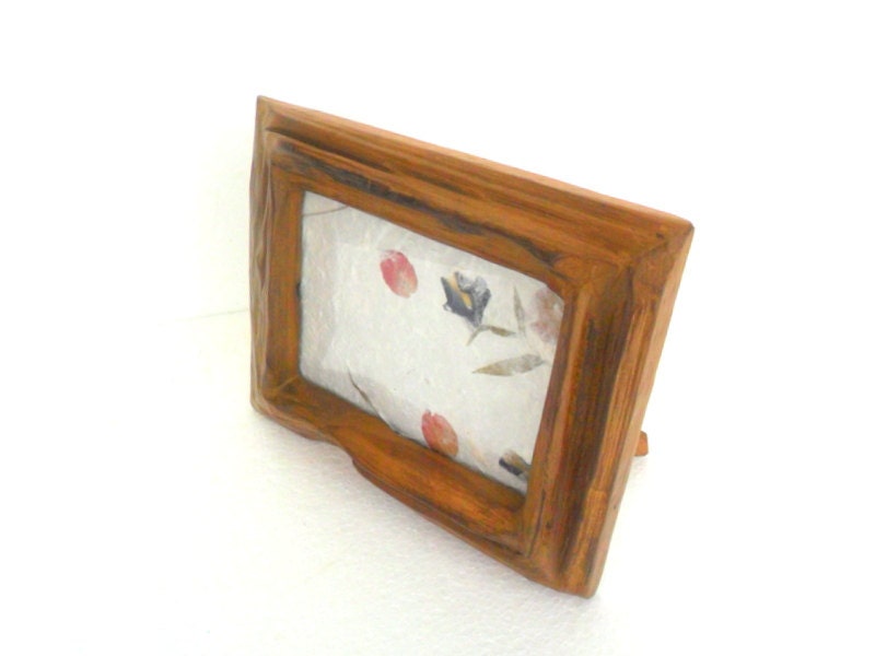 Rustic Teak Wood Photo Frame With Glass Wall Hanging / Stand Natural ...