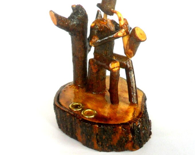 Natural Wood Carving Sculpture Saxophone Player Handmade - Etsy