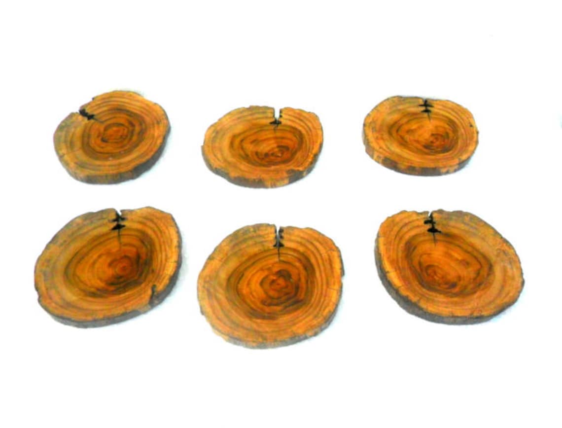 Wooden Rustic Coasters Set of 6 Coasters Wooden Coasters | Etsy