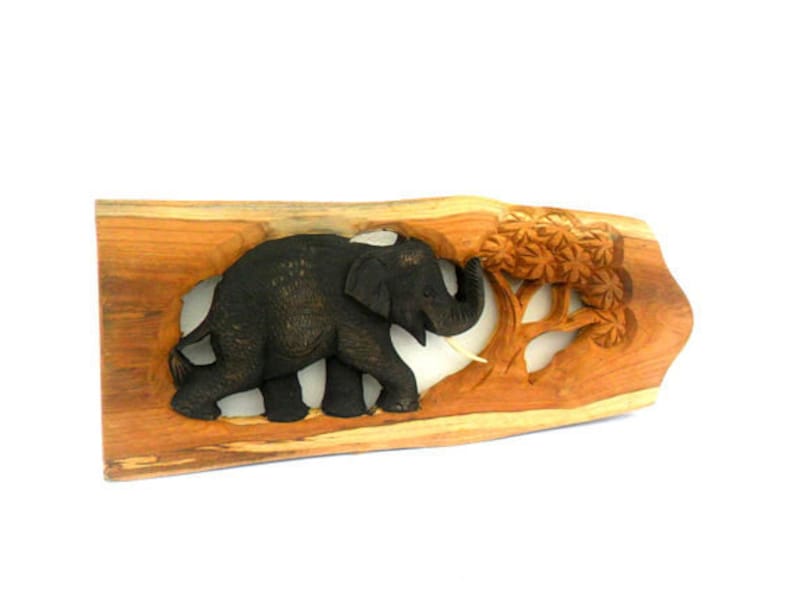 Hand Carved Elephant Wood Carving Elephant Natural Teak Wood - Etsy Norway