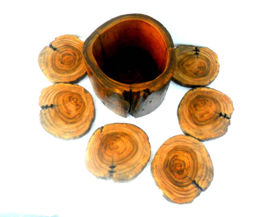 Wooden Rustic Coasters Set of 6 Coasters Wooden Coasters - Etsy