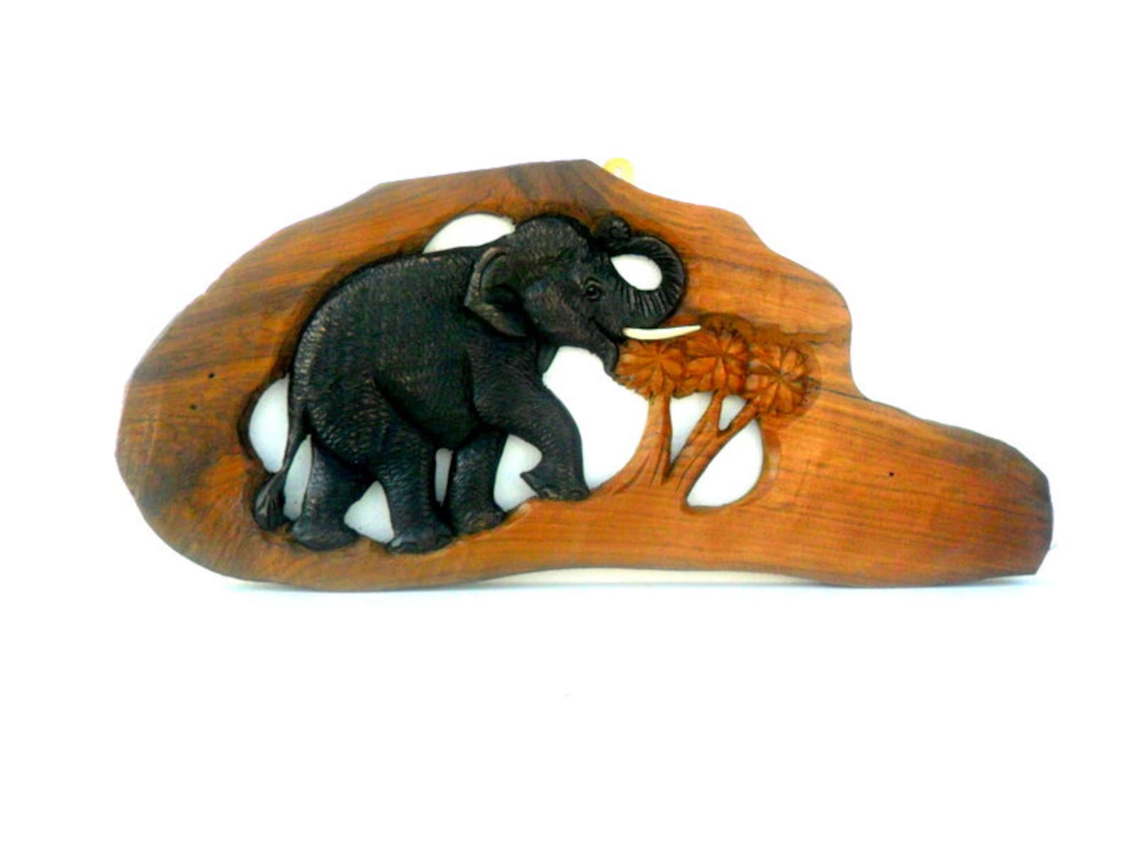 Wood Carving Elephant With Tree Wooden Hand Carved Elephant - Etsy