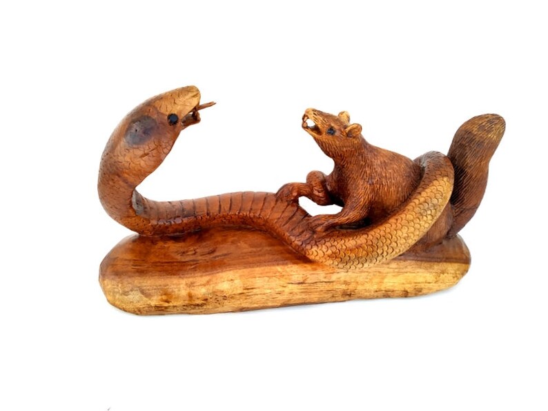 Wooden Cobra Statue Snake Figurine Animal Art Cobra Snake - Etsy