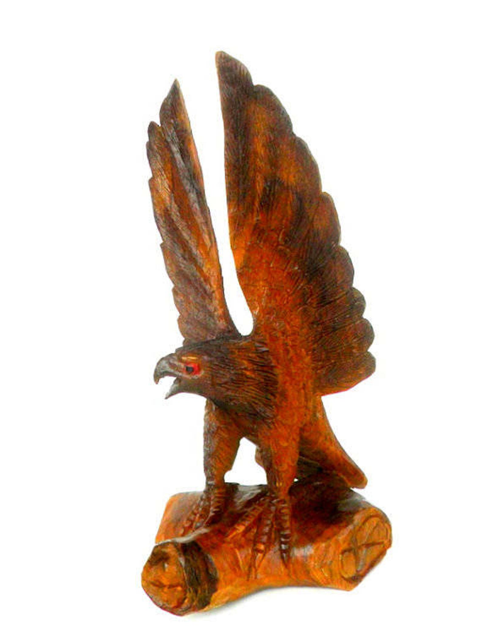 Wood Carving Eagle Hand Carved Eagle Natural Teak Wood Wild Eagle ...