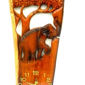 Wooden Elephant Clock, Elephant Figurine, Elephant Clock Decor ...