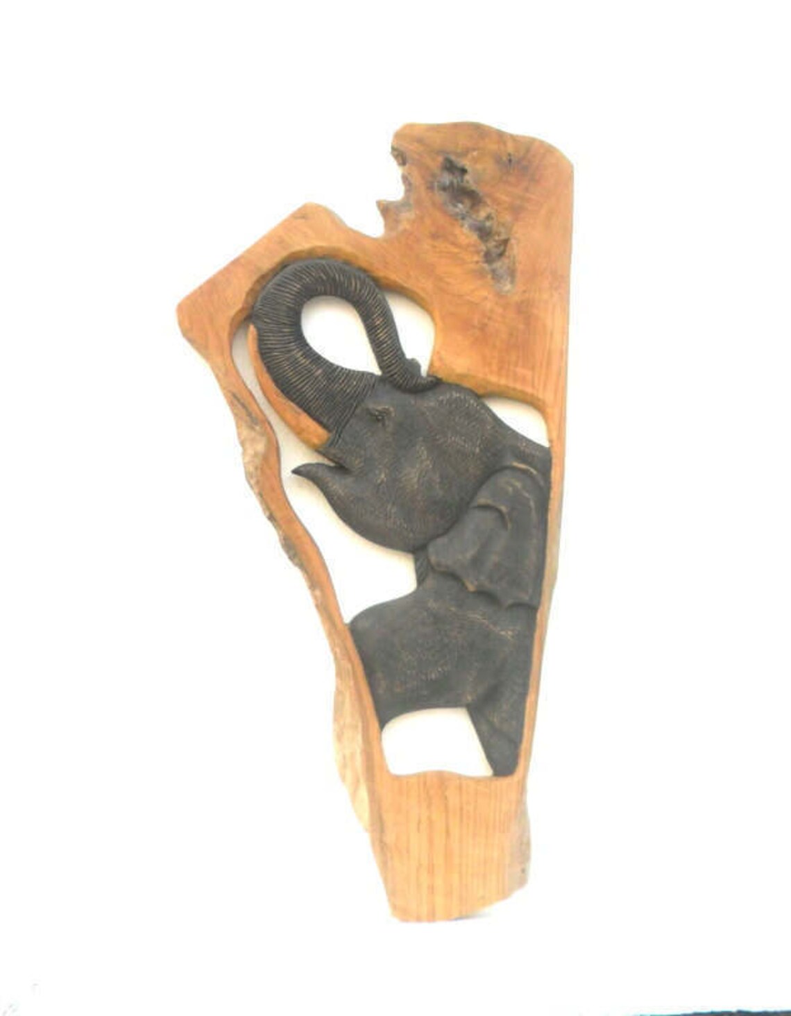Hand Carved Elephant Wood Carving Elephant Natural Teak Wood Elephant ...