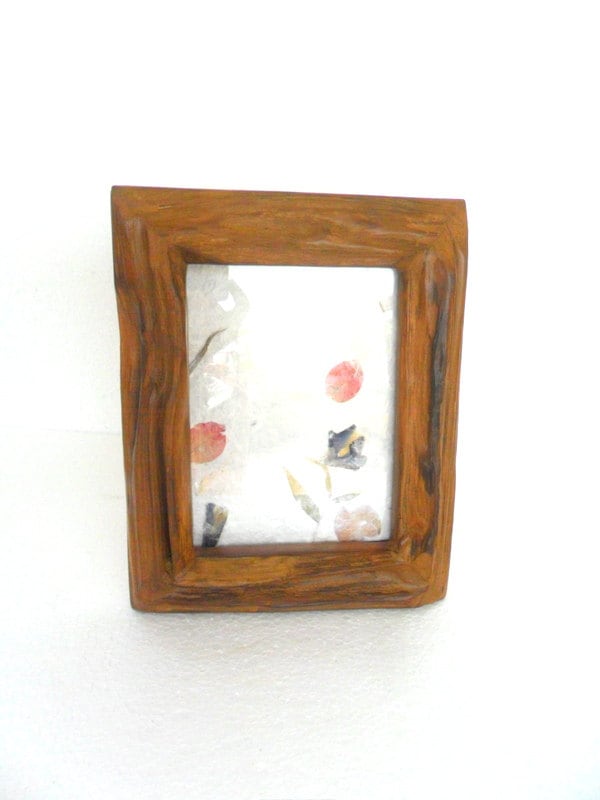 Rustic Teak Wood Photo Frame With Glass Wall Hanging / Stand Natural ...