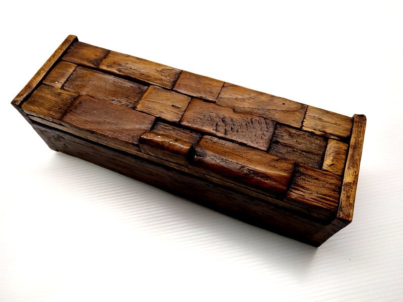 Natural Wood Box Rustic Box Driftwood Reclaimed Wooden Mosaic Box Teak ...