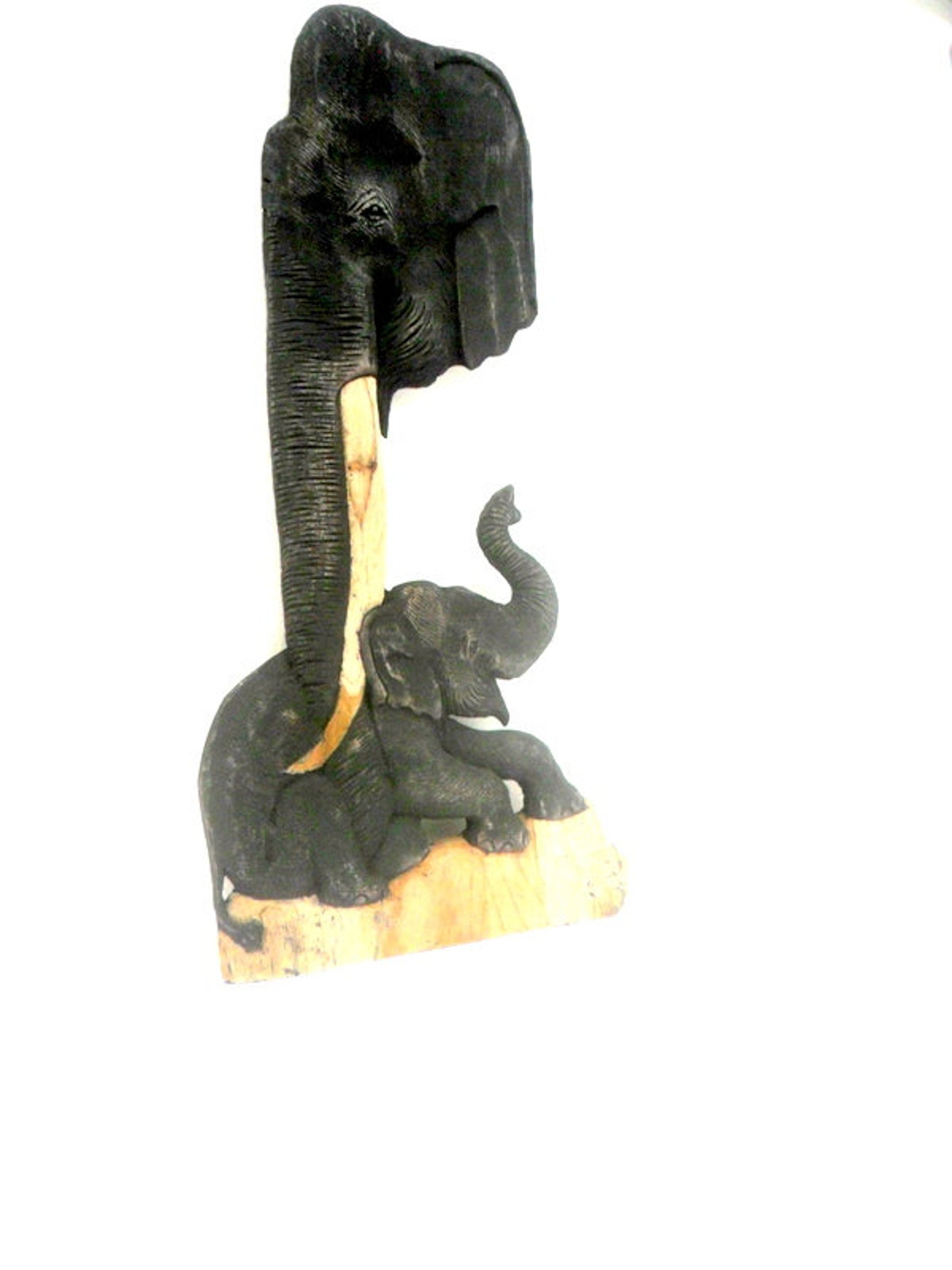 Hand Carved Elephant, Wooden Elephant, Elephant Statue, Wood Carving ...