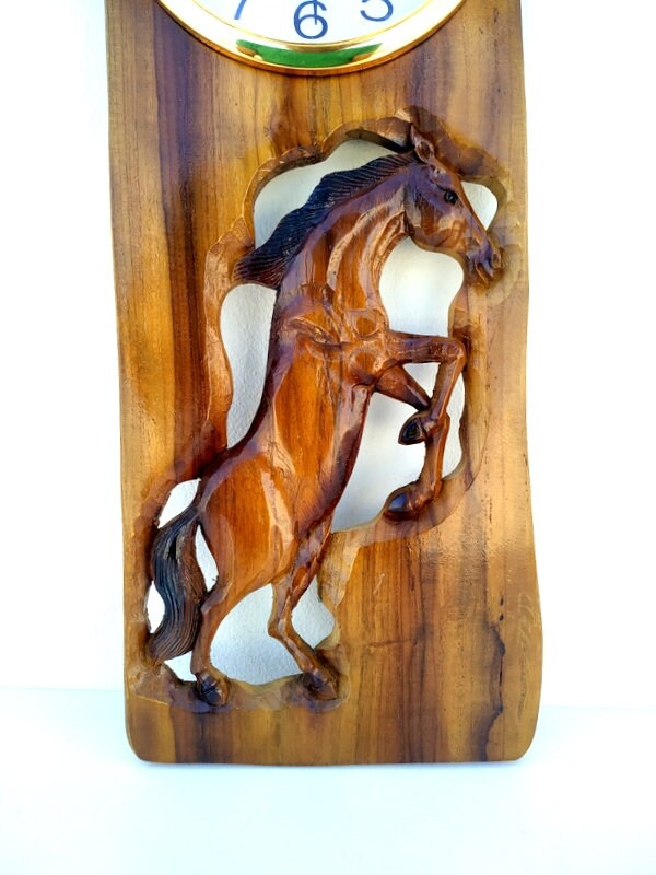 Horse Wood Clock, Wooden Horse Decor, Rustic Clock, Wooden Wall Clock ...