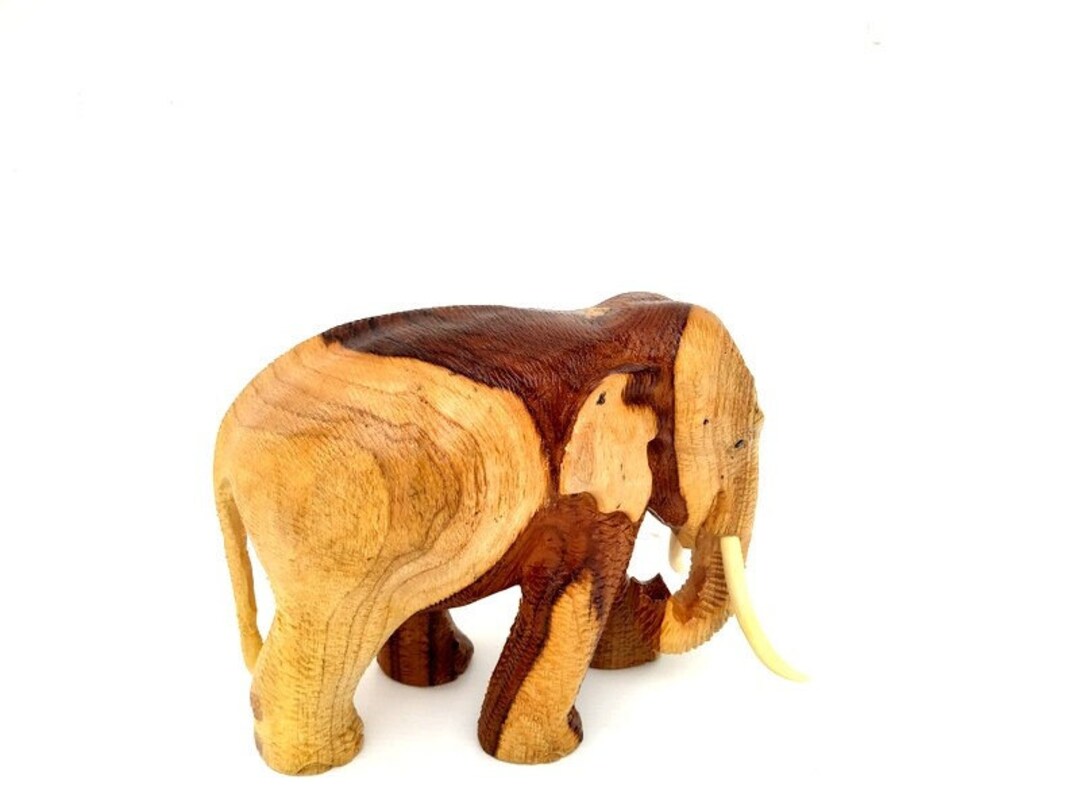 Wood Carving Elephant Hand Carved Elephant Natural Teak Wood Elephant ...
