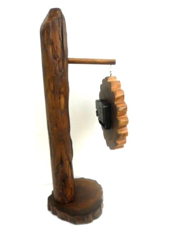 Natural Teak Wood Round Clock Hanging Rustic Driftwood Handmade Wooden ...